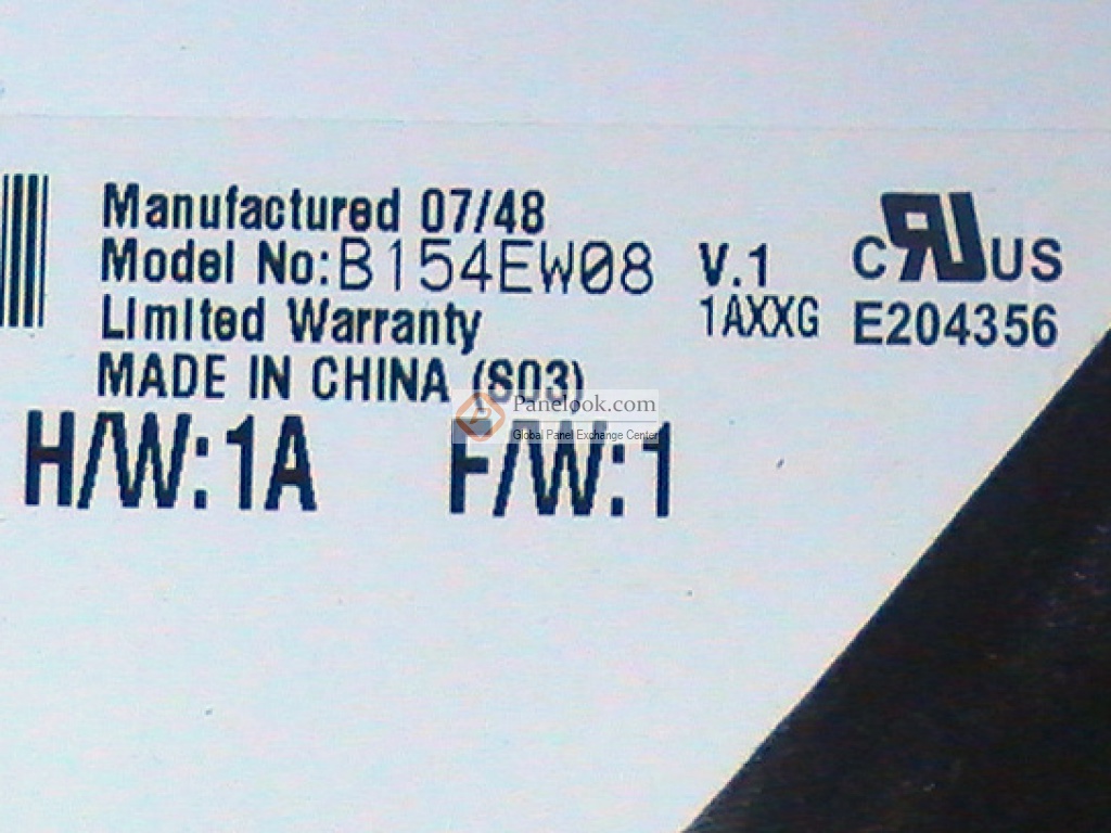 AUO B154EW08 V1 Overview - Panelook.com