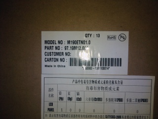 AUO M190ETN01.0 Overview - Panelook.com