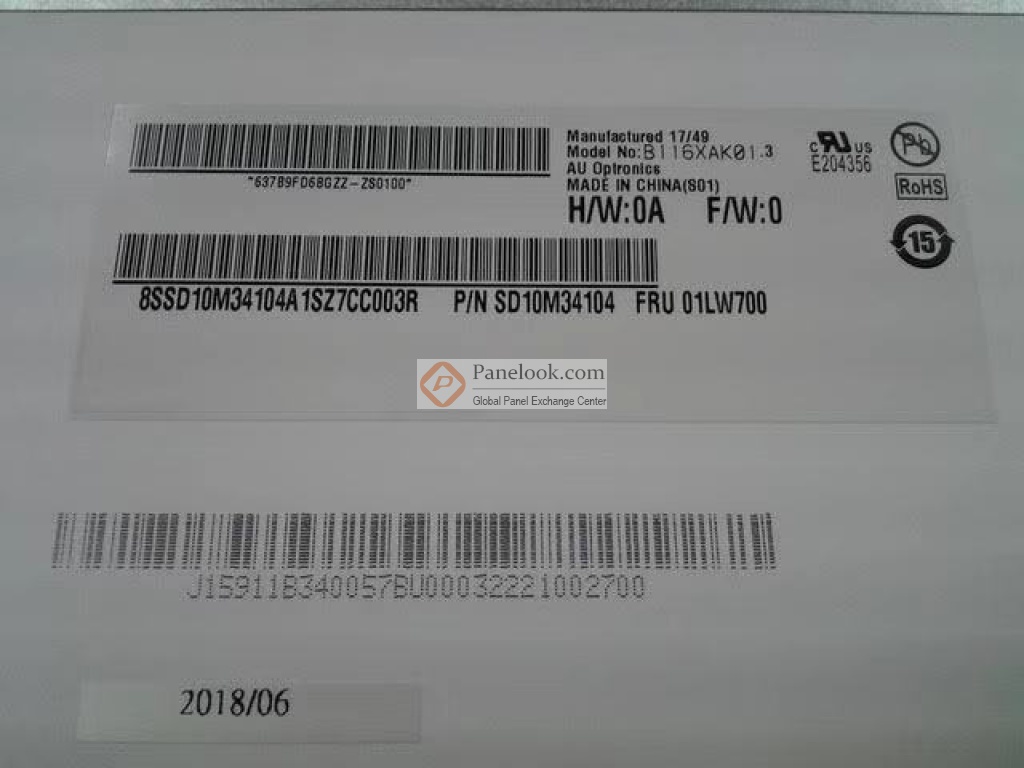 AUO B116XAK01.3 Overview - Panelook.com