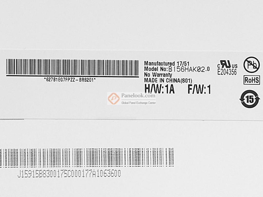 AUO B156HAK02.0 HW1A Overview - Panelook.com