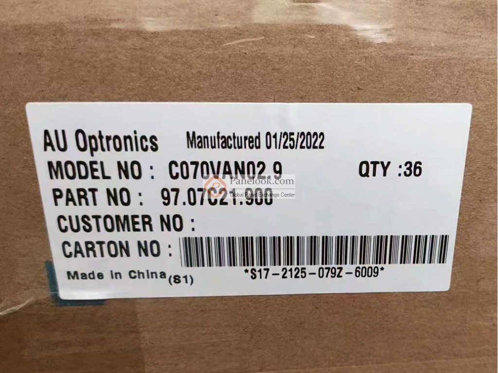 AUO C070VAN02.9 Overview - Panelook.com