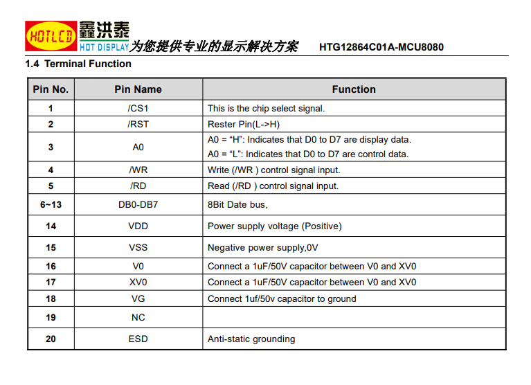 HTG12864C01A-SPI 128X64 COB Graphic LCD Module FSTN Display With Negative Voltage MCU interface ...