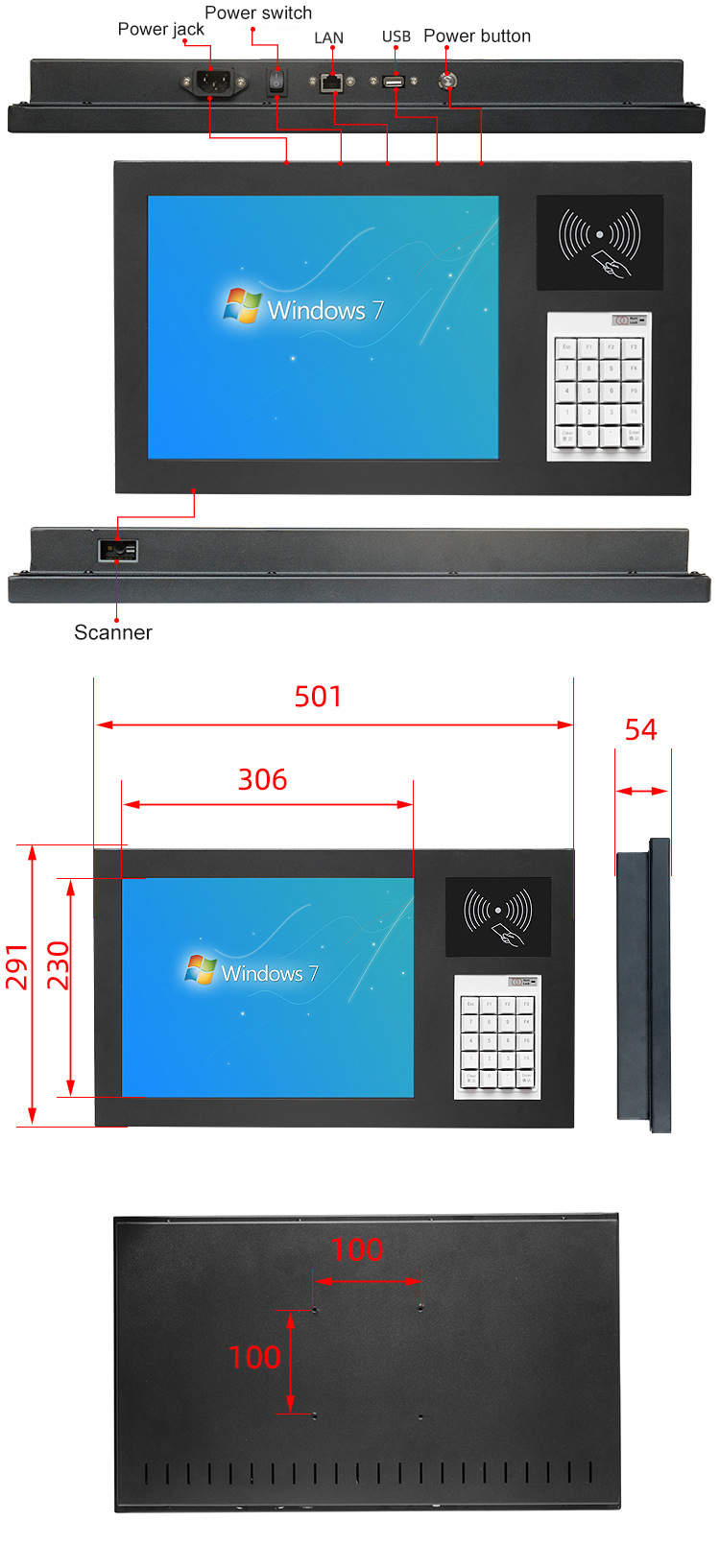 GK150Z1.HF-3B keyboard and IC reader 15 inch resistive touch computer all in one computer touch ...