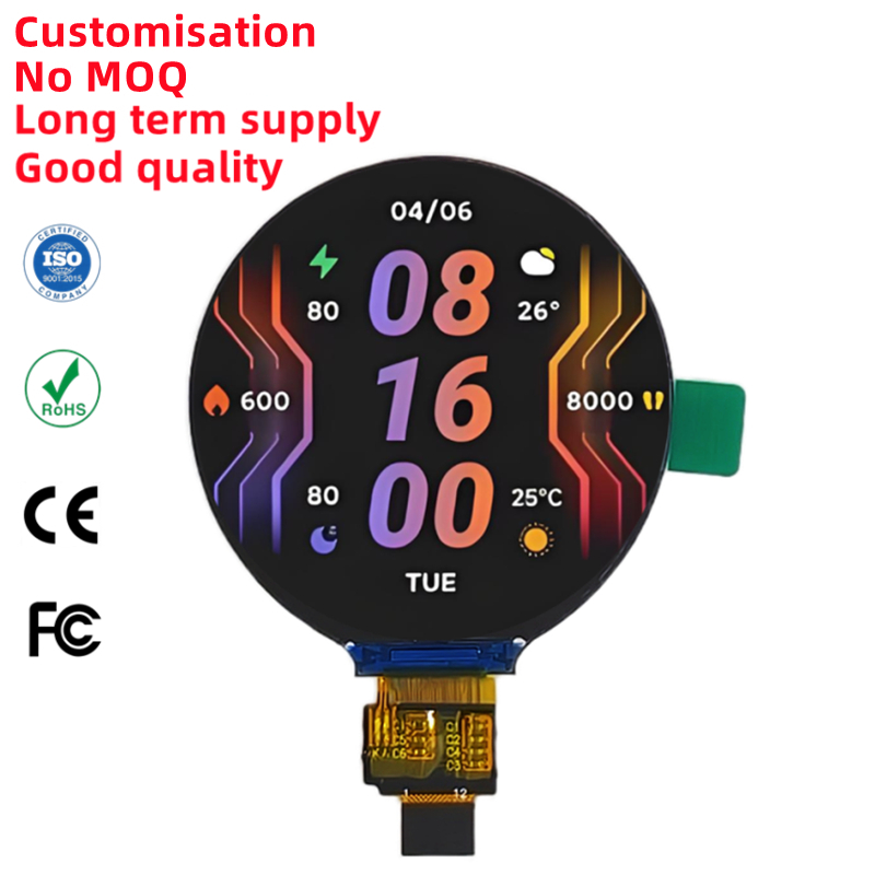 AML016Y8798M 1.6 Inch Round TFT LCD Display Module with IPS Full View ...