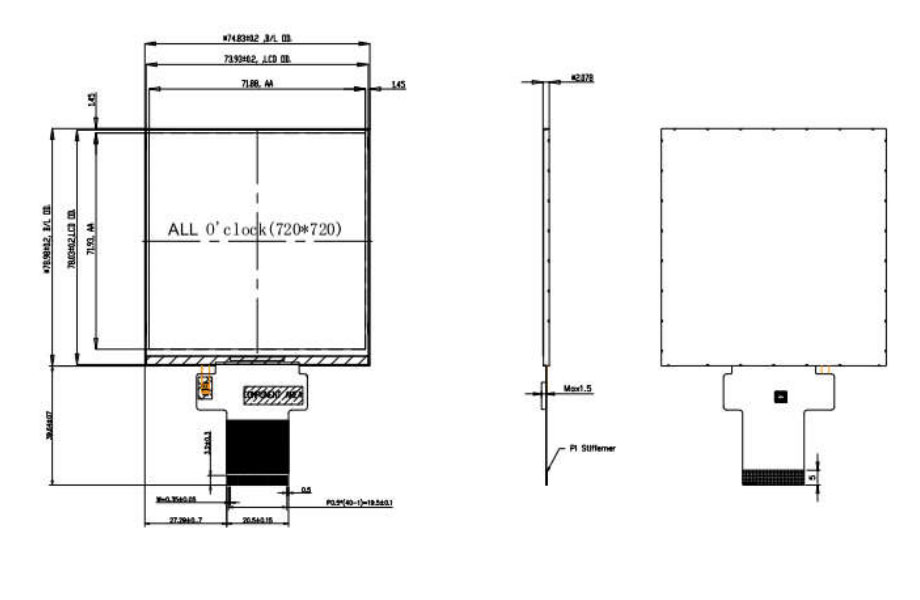 MS040T013-01 3.95 inch 720*(RGB)*720 dots square liquid crystal display ...