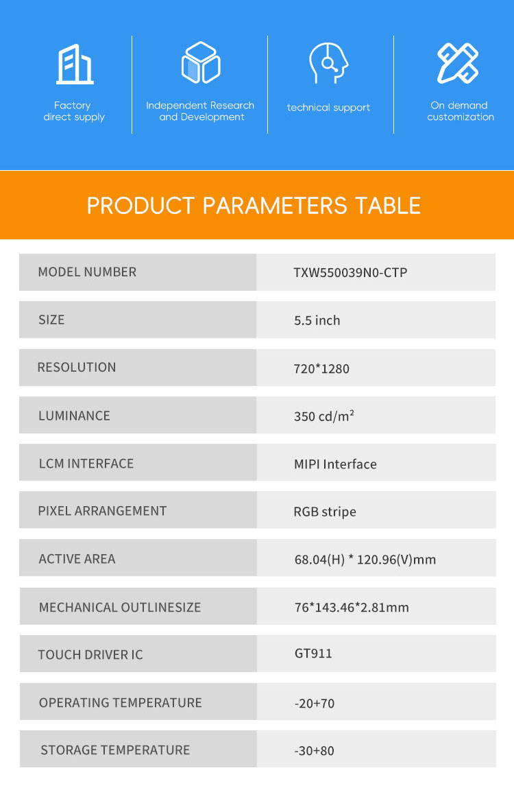 TXW550039N0-CTP 5.5 inch 720 * 1280IPS handheld device display security ...