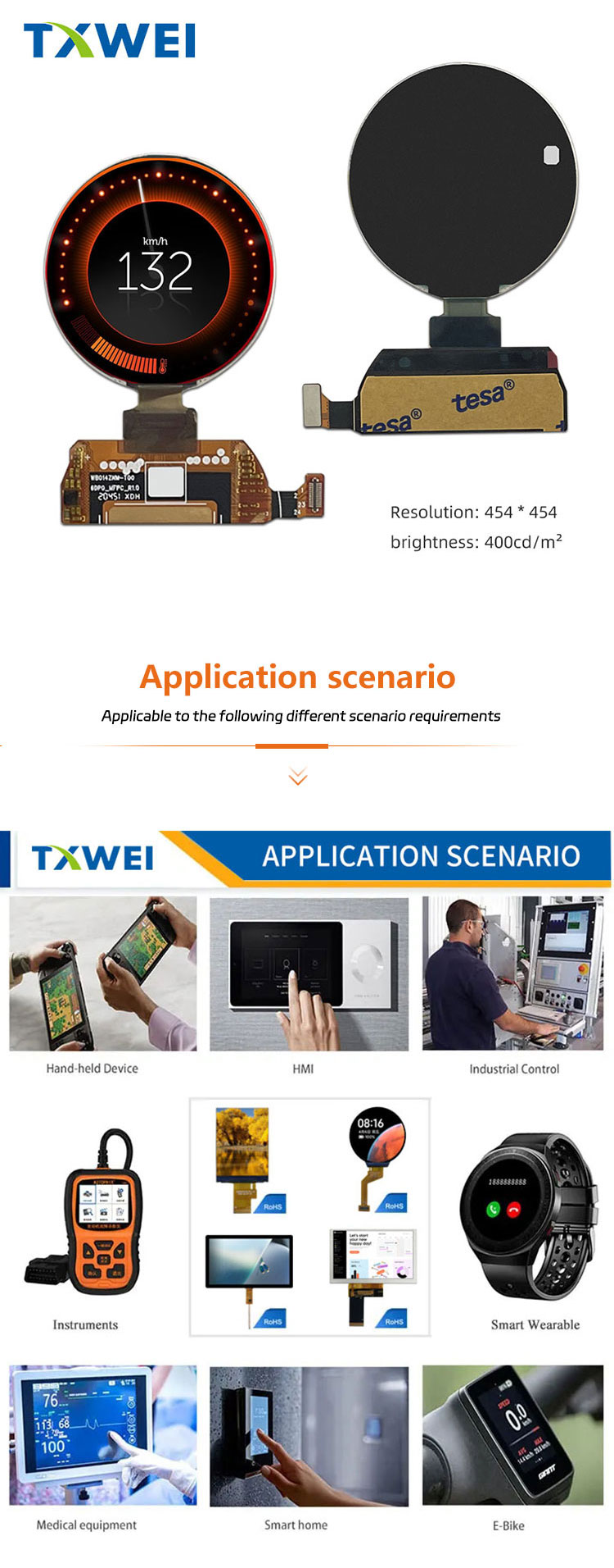 TXW139002H0 1.39 inch 454 * 454 TFT circular LCD display screen ...