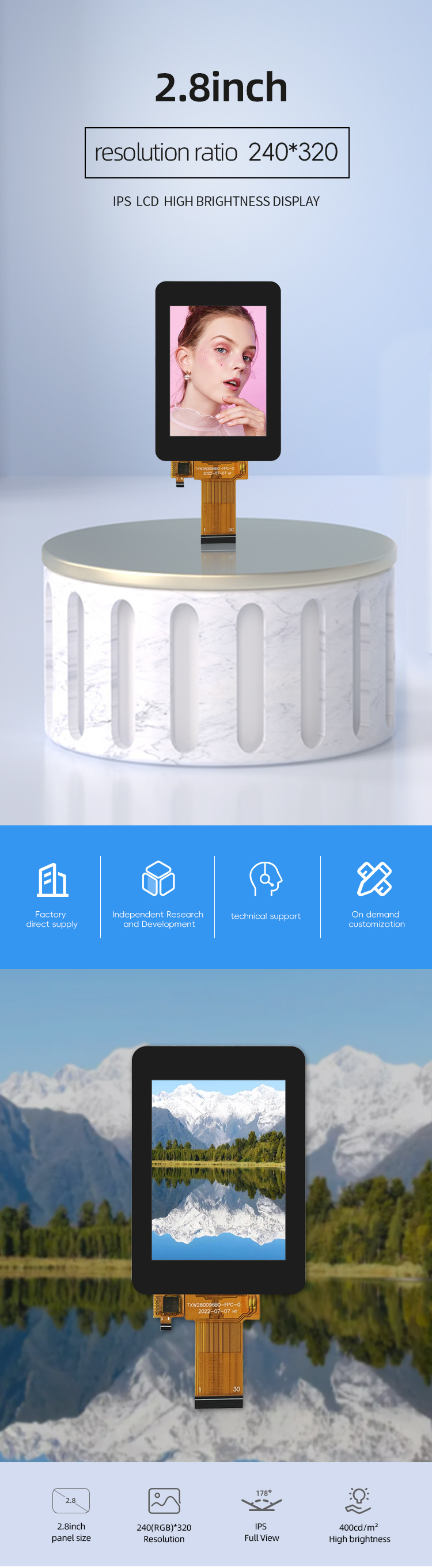 TXW280096B0-CTP 2.8 inch 240 * 320 TFT wide angle police law ...