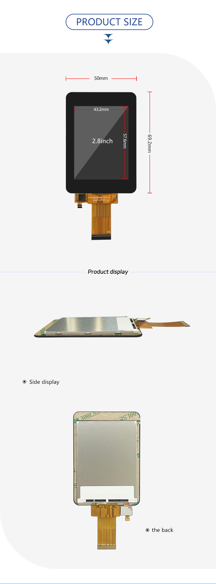 TXW280096B0-CTP 2.8 inch 240 * 320 TFT wide angle police law ...