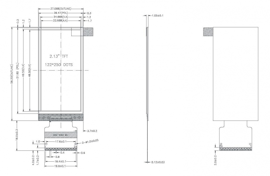 MI0213AT-1 2.13" Mono TFT | Reflective Type | Ultra-low Power ...