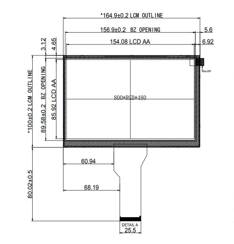KS070SWV27HG 7inch TFT display, 800*480, IPS LCD, 500cd/m², 50PINS, TTL ...