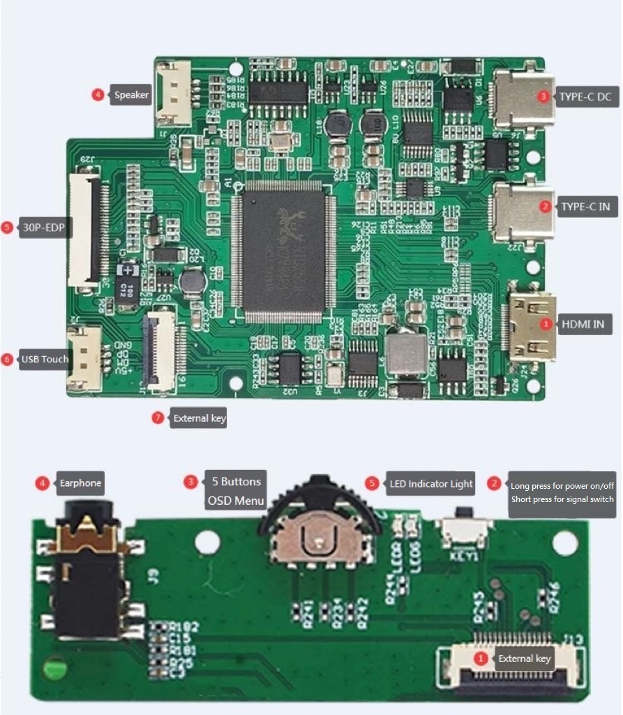 ADB-133FHD01AM1 TFT LCD controller board, 13.3 inch, Type C interface ...