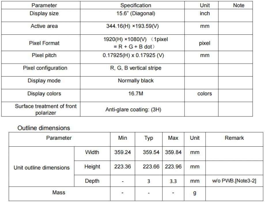 HBM156FH10B2 15.6-inch LCD screen 1920x1080 resolution EDP interface ...