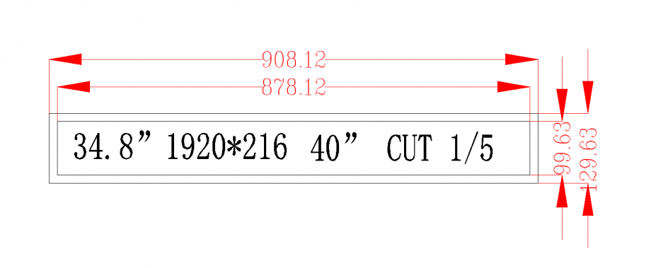 HT348HDL-500 34.8 inch LCD, 40 CUT 1/5, 1920*270, option 4K 3840*1440 ...