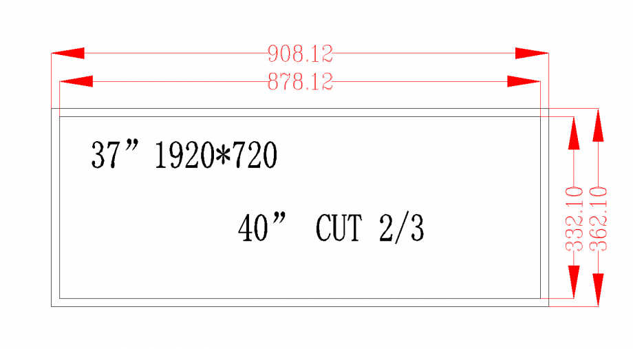 HT370HDL-500 37 inch LCD, 40 CUT2/3, 1920*720, option 4K 3840*1440 ...
