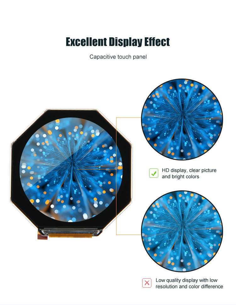 PV033400AR17A 2.4 inch Round Screen, 320x320, MIPI Interface, ST7796SI ...