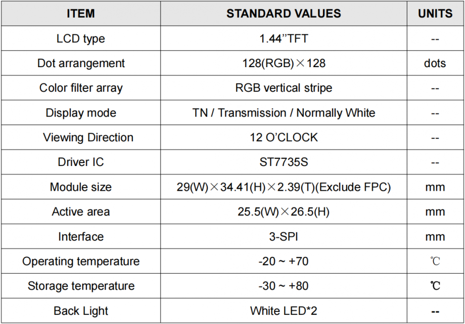 YS-T014403 V1.0 亿显国际 1.44寸 128*128 250亮度 14PIN SPI-3 ILI9163V 可匹配触摸, 智能 ...