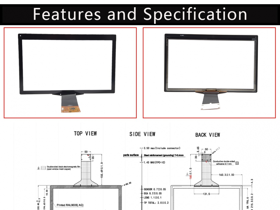 P156TPCAPC0087-B 15.6-inch projection capacitive touch screen, CTP G+G ...