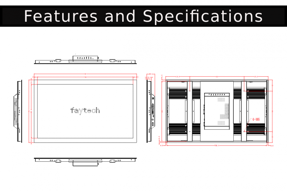 FT32TMCAPOFHBOB 32inch Open Frame Capacitive Touch Monitor Optically ...