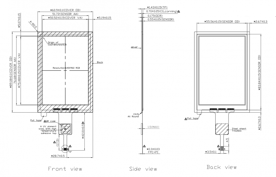 FN0350001 3.5 "capacitive screen G+G 2:3 USB multi-touch Industrial ...
