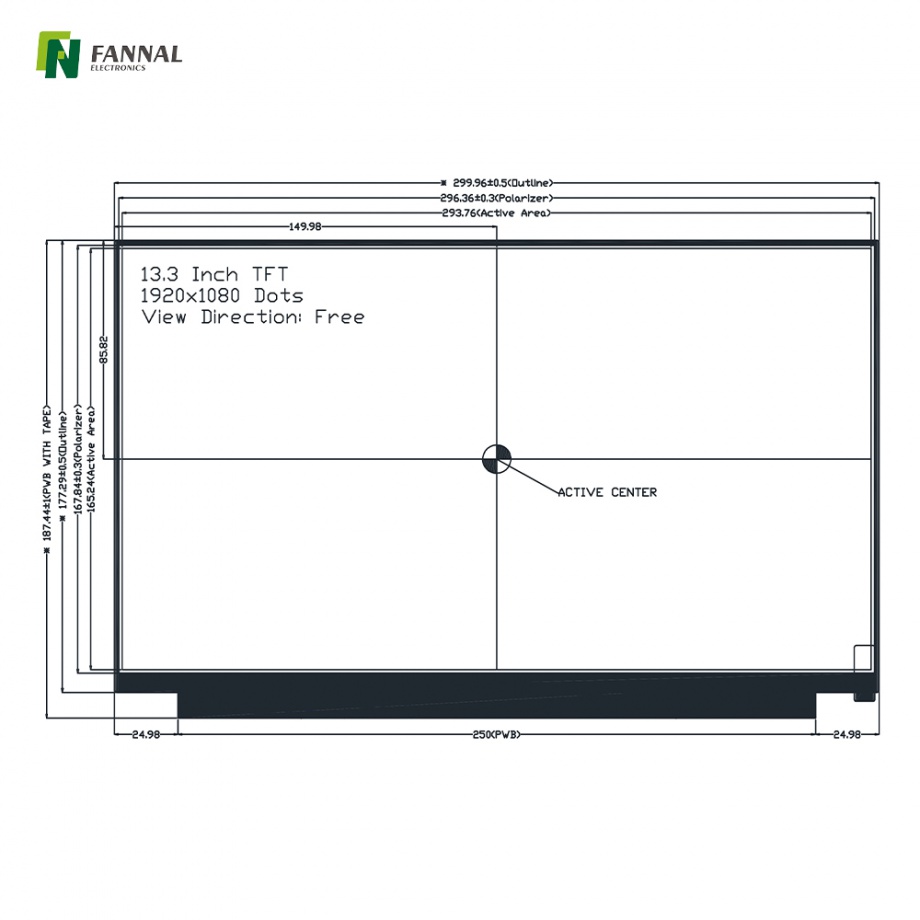 FN1330D001A 13.3 -inch Industrial TFT LCD Resolution 1920x1080 ...