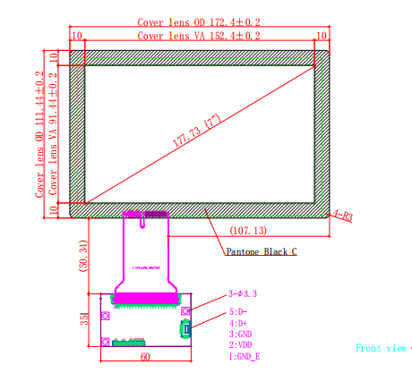 EG-7-A-1509V1 7-inch capacitive touchscreen, G+G (Glass + Glass), 16:9 ...