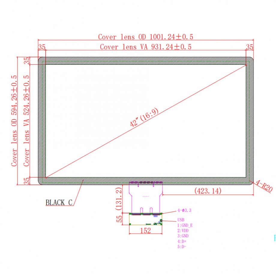 EG-42-001-V2 42 inch Capacitive touch screen LCD monitors with USB ...