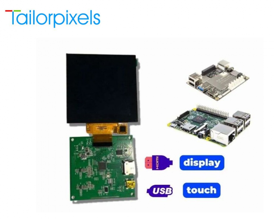 TBG-034BST-01C 3.4 inch Square LCD, Color Display Module, with HDMI ...