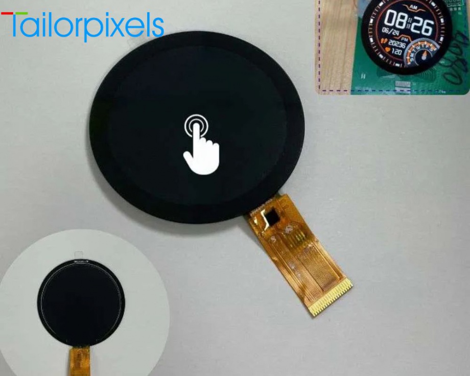 TTH185BRS-01C 1.85" Round Touch LCD, IPS TFT, Circular Display, MIPI ...