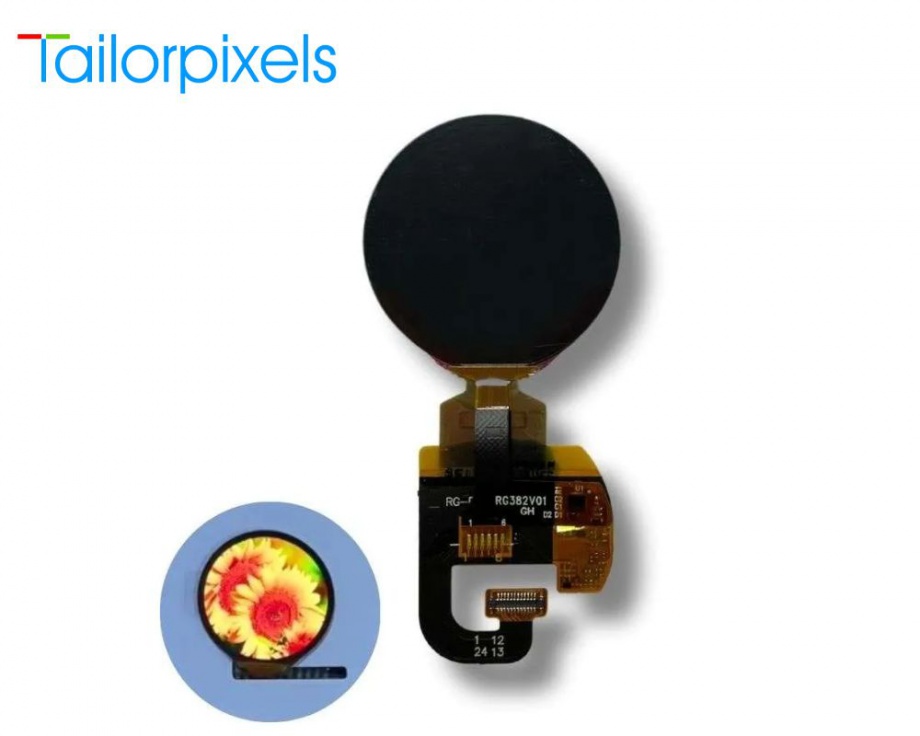 TOH1106XRT-01 1.106-inch AMOLED Display, Small Round, QSPI Interface, ICNA3311, 360x360 Pixels ...