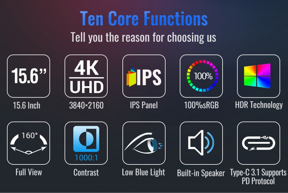 156UC-4K Portable monitor, 15.6-inch 4K portable monitor, Type-C one ...