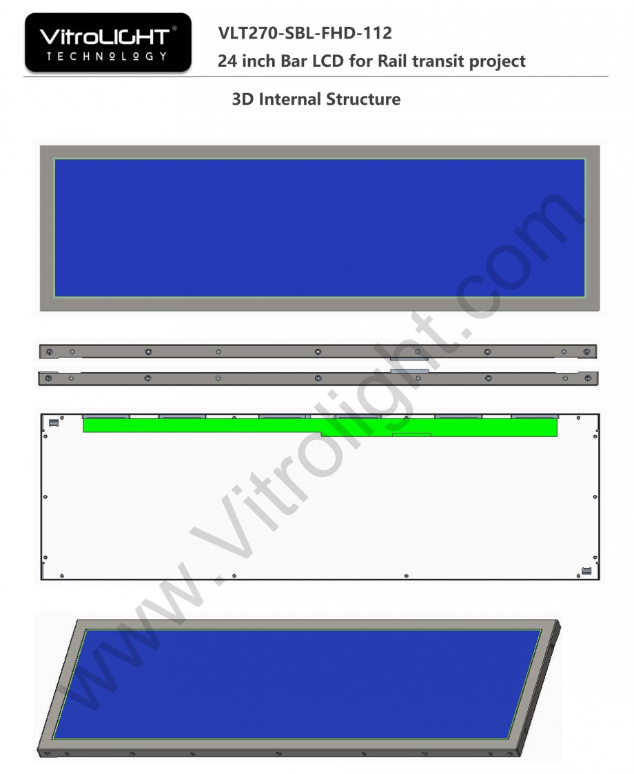 VLT270-SBL-FHD-112 Vitrolight 27" 1/3 cut 1920*360 700nits Stretched TN ...