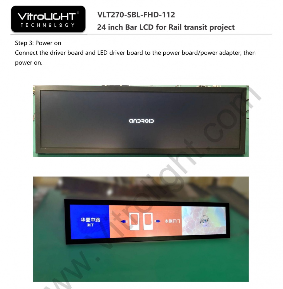 VLT270-SBL-FHD-112 Vitrolight 27" 1/3 cut 1920*360 700nits Stretched TN ...