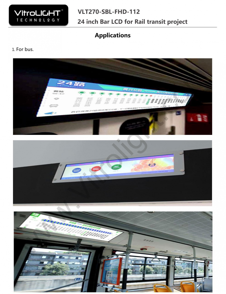 VLT270-SBL-FHD-112 Vitrolight 27" 1/3 cut 1920*360 700nits Stretched TN ...