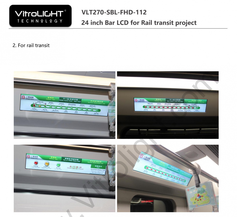 VLT270-SBL-FHD-112 Vitrolight 27" 1/3 cut 1920*360 700nits Stretched TN ...