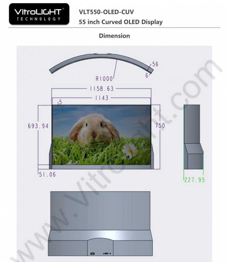 VLT550-OLED-CUV 55inch FHD OLED Curved panel LCD Display Flexibility ...