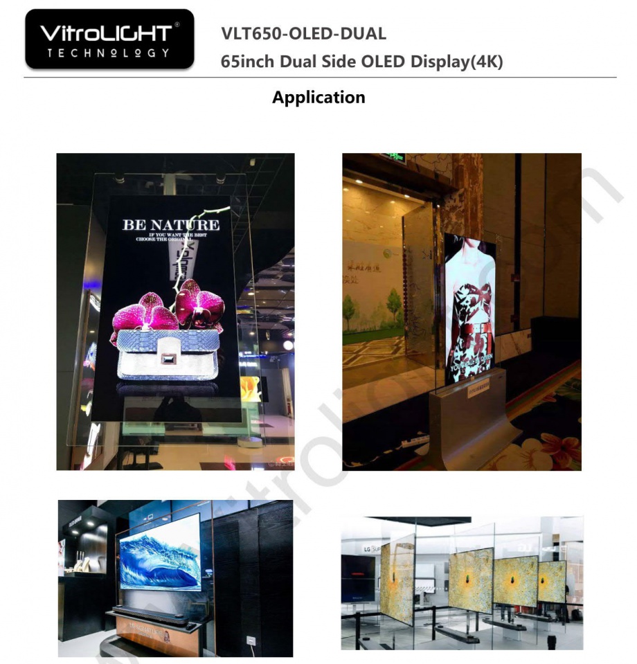 VLT650-OLED-DUAL 65inch UHD OLED Dual Side LCD Display high contrast ...