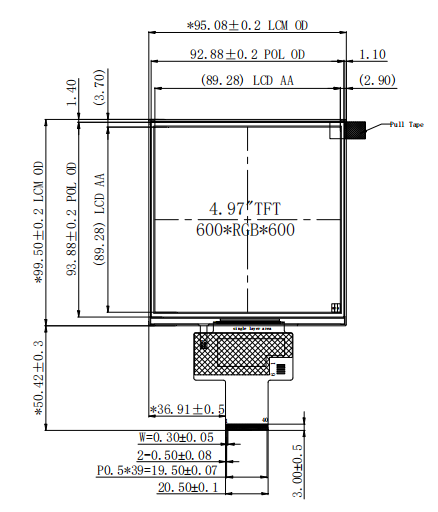 S050qws115en 5inch 600600 Tft Lcd Module 1000cdm2 40pins Mipi Shenzhen Cdtech Electronics Co 