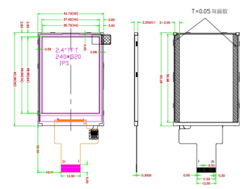 DBT024QN24C020A 2.4-inch TFT LCD module 240*320 MPU 8 Bits 24PIN LCD ...