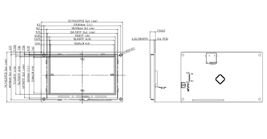 TY043WQC01RT TDO RTP UART display 4.3 inch 480*272 ips touch lcd with ...
